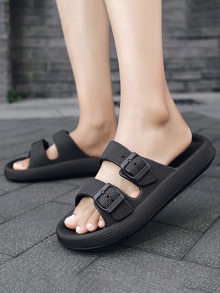 Men Double Buckles Footbed Sandals | SHEIN USA