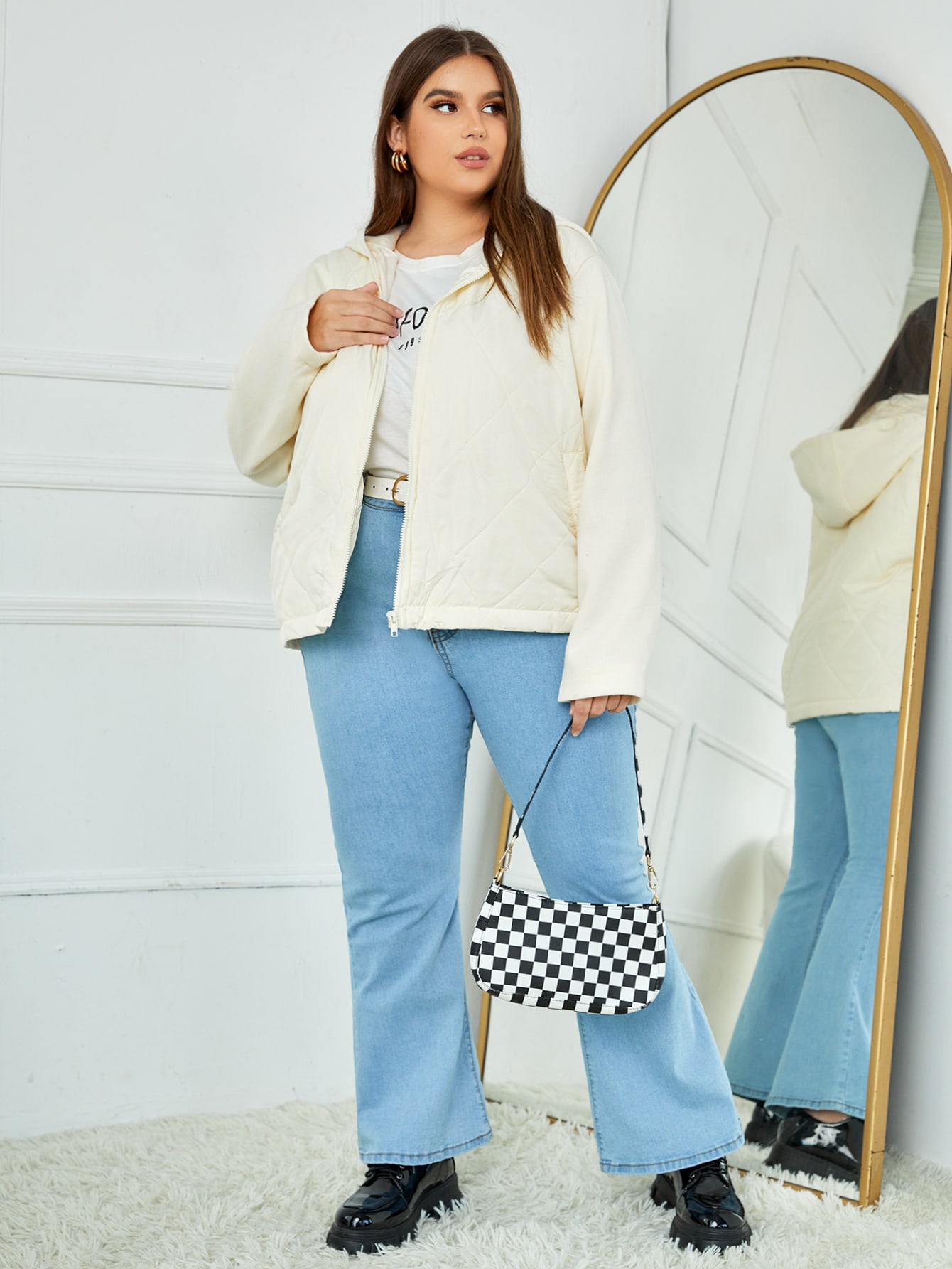 SHEIN Essnce Plus Solid Quilted Winter Coat | SHEIN USA