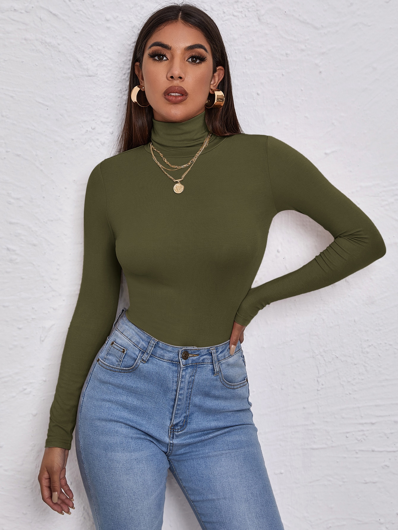 SHEIN High Neck Form Fitted Top