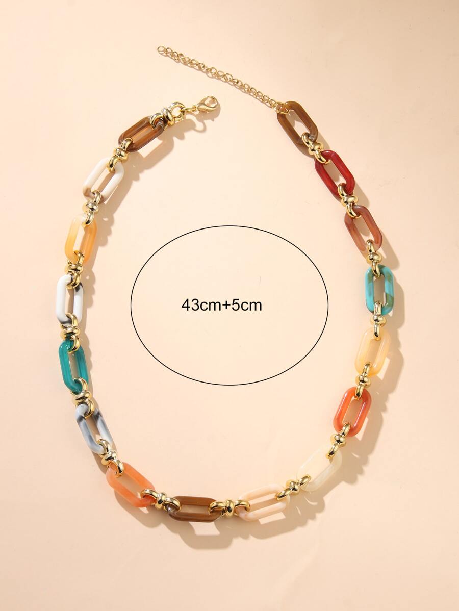 Color Block Chain Necklace | SHEIN EUR