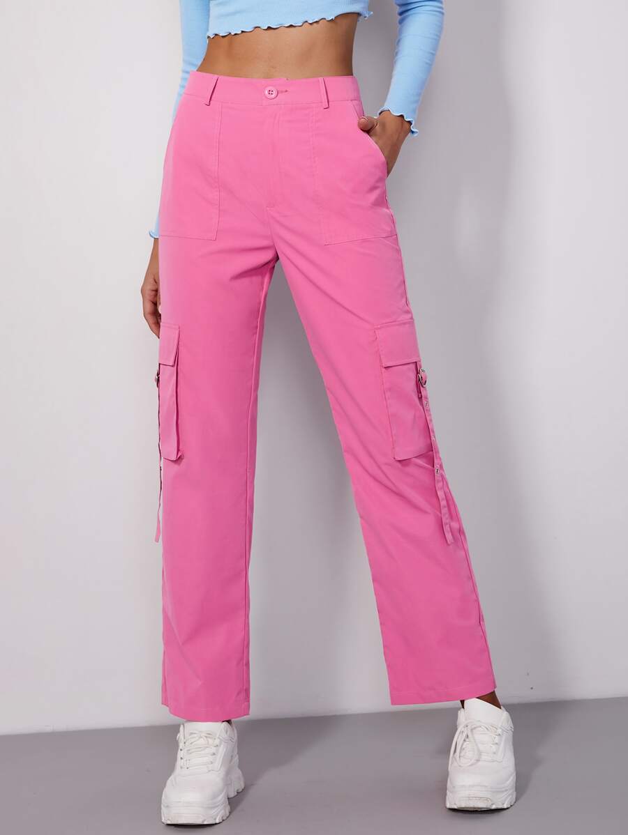 SHEIN High Waist Pocket Side Pants | SHEIN USA