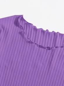 SHEIN EZwear Lettuce Trim Rib-knit Bodycon Dress | SHEIN EUR