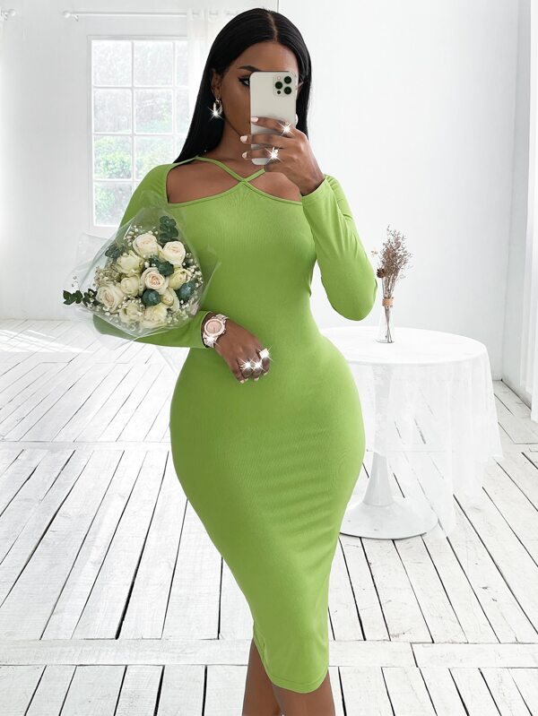 SHEIN SXY Cut Out Ribbed Knit Bodycon Dress | SHEIN USA