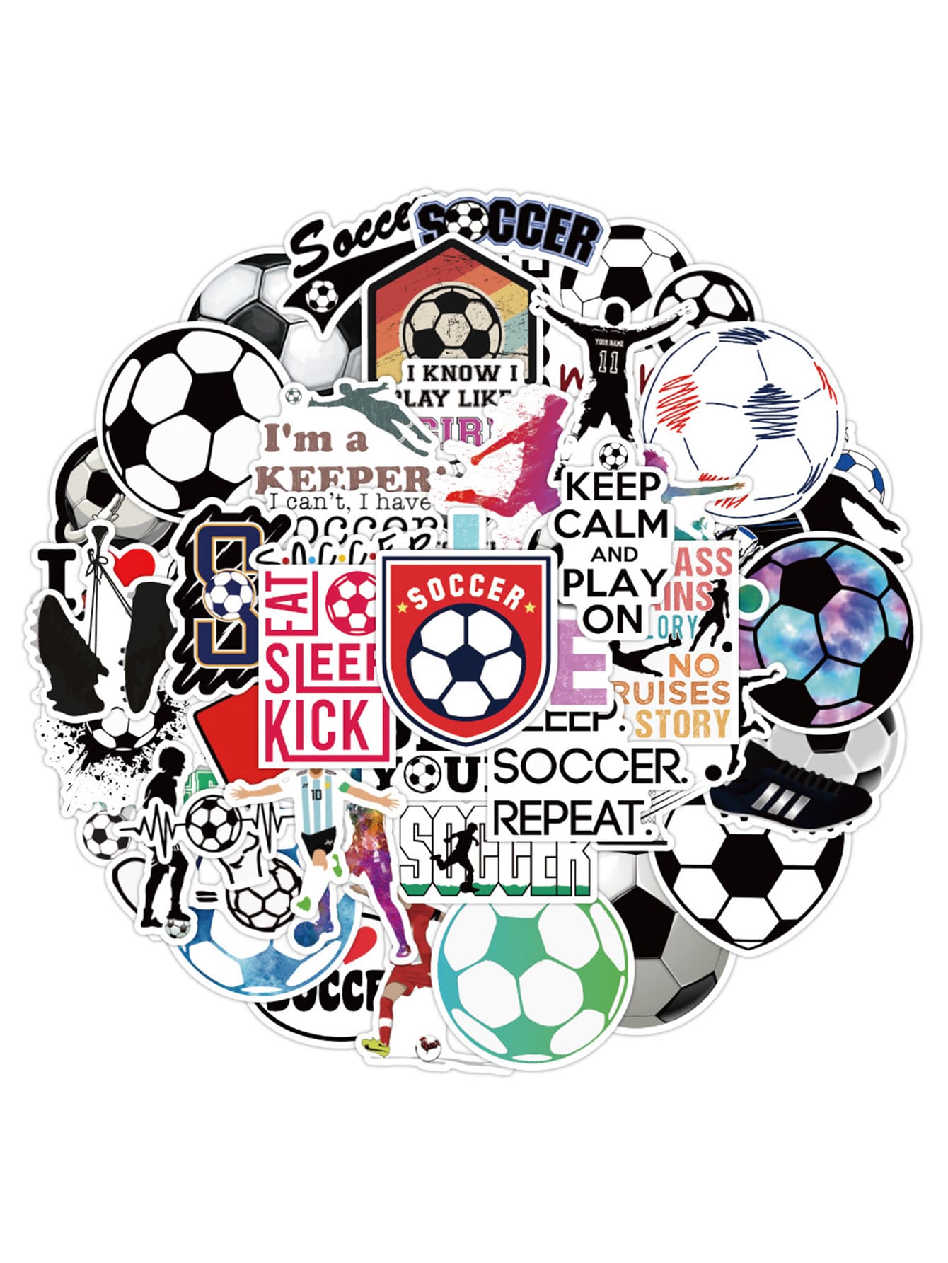 Soccer Waterproof Vinyl Decals, Soccer Stickers, For Water Bottles ...