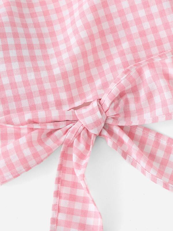 SHEIN WYWH Tie Back Gingham Print Crop Cami Top | SHEIN USA