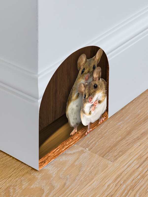 Funny Mouse Hole Wall Stickers Bedroom Kitchen Baseboard Home ...