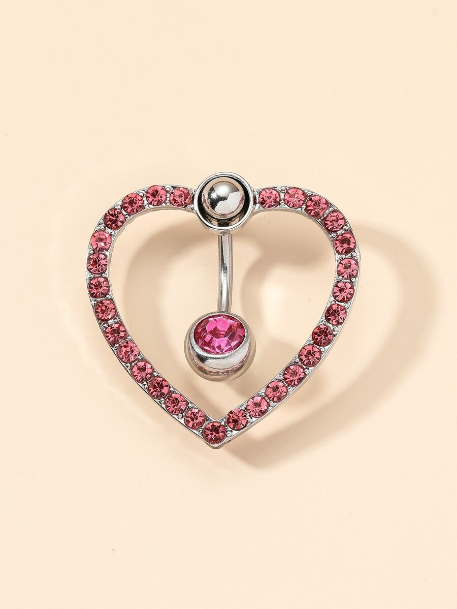 Rhinestone Heart Navel Belly Ring Unisex Fashion Punk Body Piercing ...