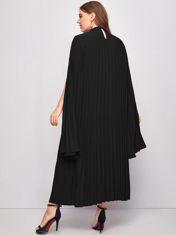 SHEIN Modely Plus Pleated Solid Cape Dress | SHEIN USA
