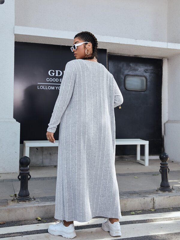 SHEIN EZwear Ensemble legging et manteau ouvert et débardeur côtelé ...