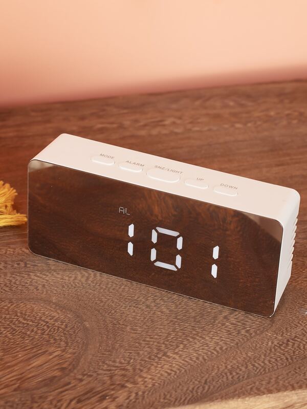 1pc LED Electric Digital Alarm Clock, Plastic Mirror Surface Desktop ...