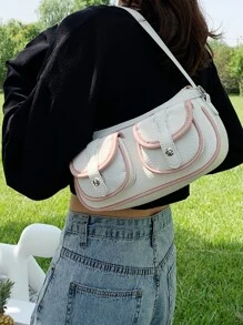 Double Pocket Front Shoulder Bag | SHEIN USA