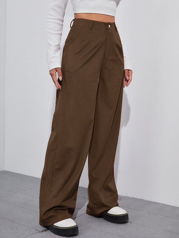 High Waist Pocket Side Pants | SHEIN USA