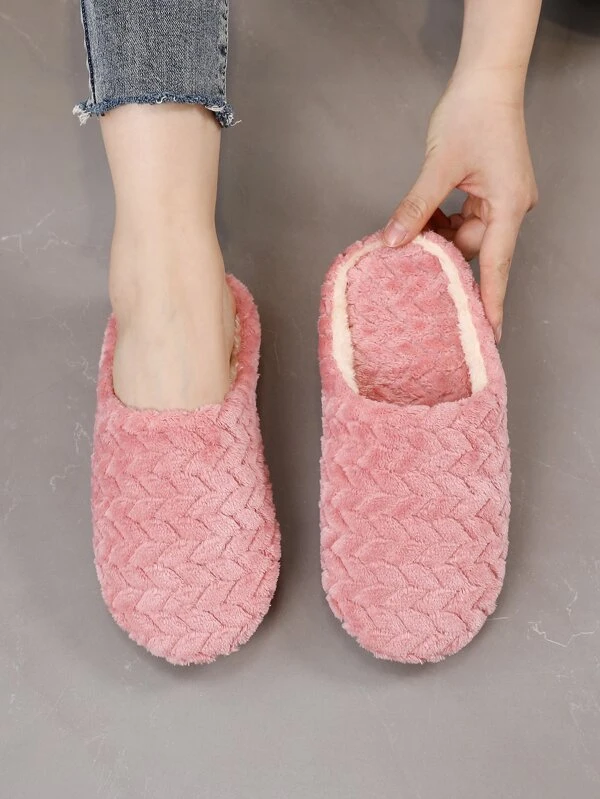 Women's Fashionable Solid Color Watermelon Pink Bedroom Slippers With ...