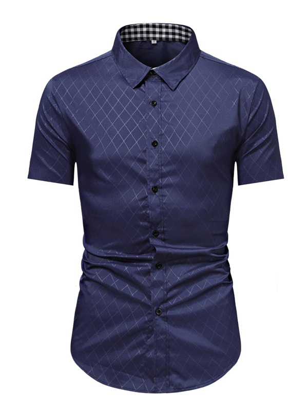 Manfinity Mode Men Argyle Jacquard Shirt Shein Usa