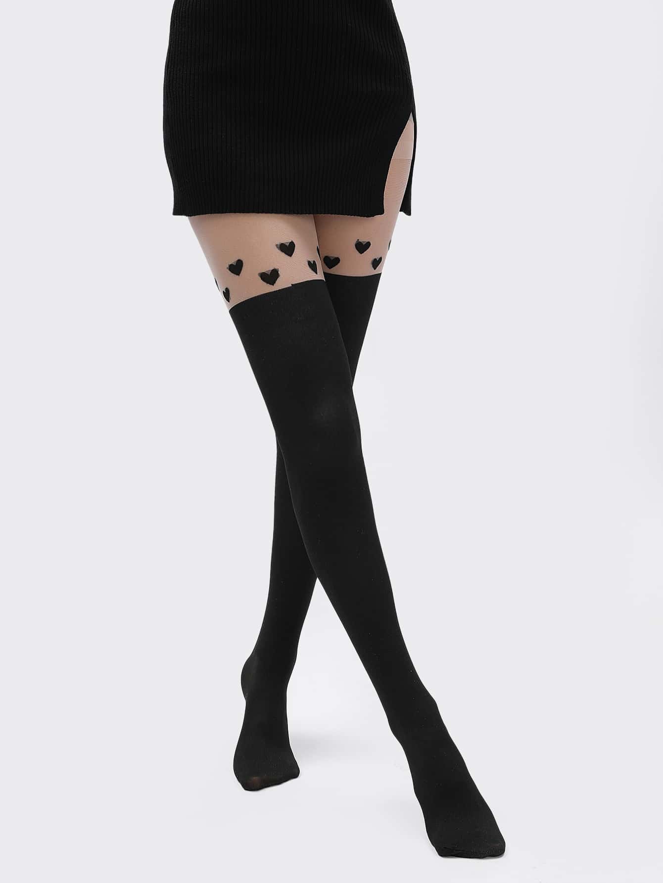 Heart Pattern Tights | SHEIN USA