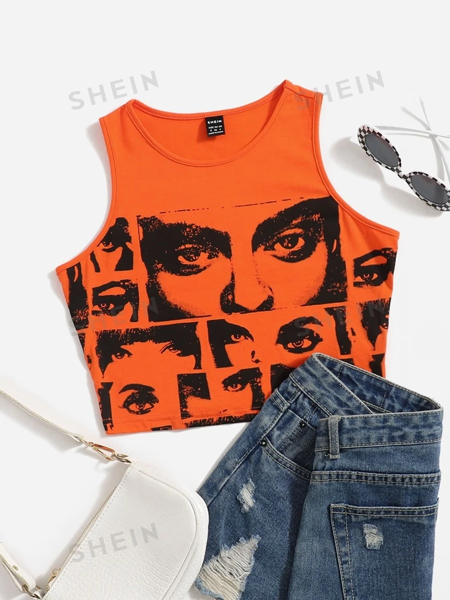 SHEIN ICON Top tank corto 90s con estampado de figura | Moda de Mujer ...