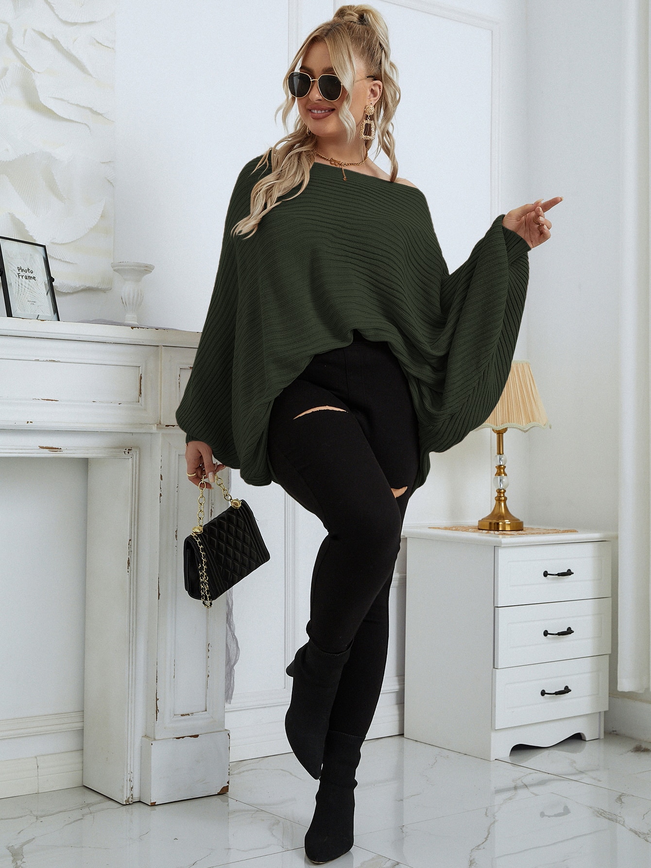 Shein Privé Plus Dolman Sleeve Ribbed Knit Sweater Shein Usa