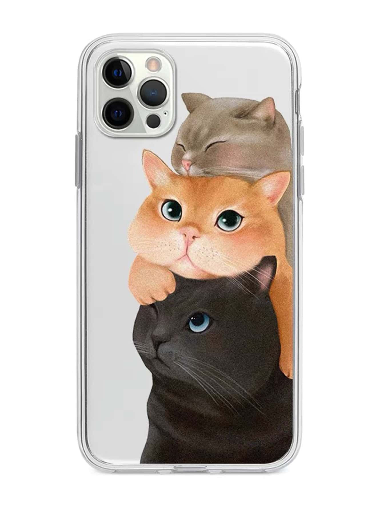 Cat Pattern Clear Phone Case | SHEIN USA