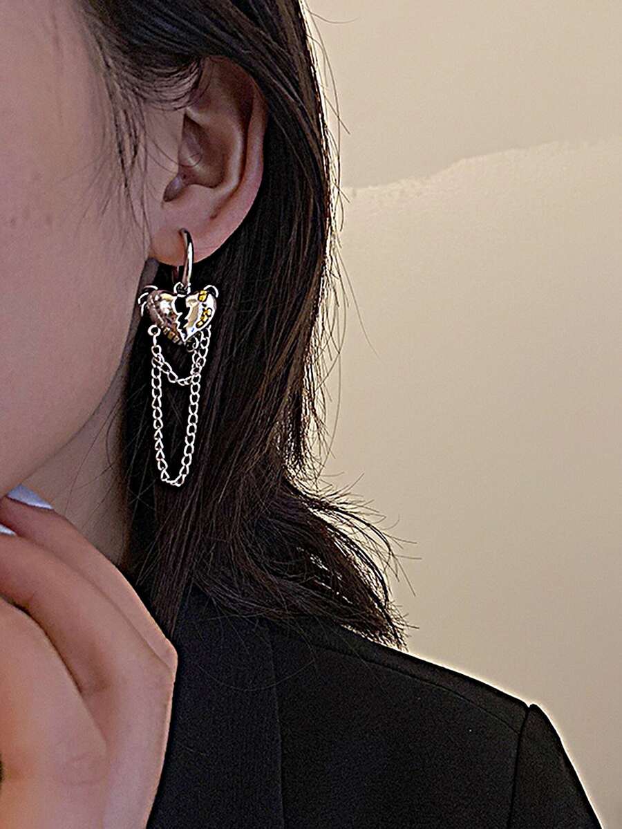 Heart & Chain Charm Earrings | SHEIN USA