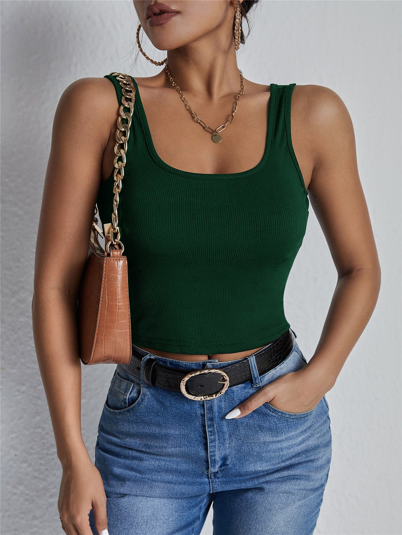 Ribbed Knit Solid Tank Top | SHEIN USA