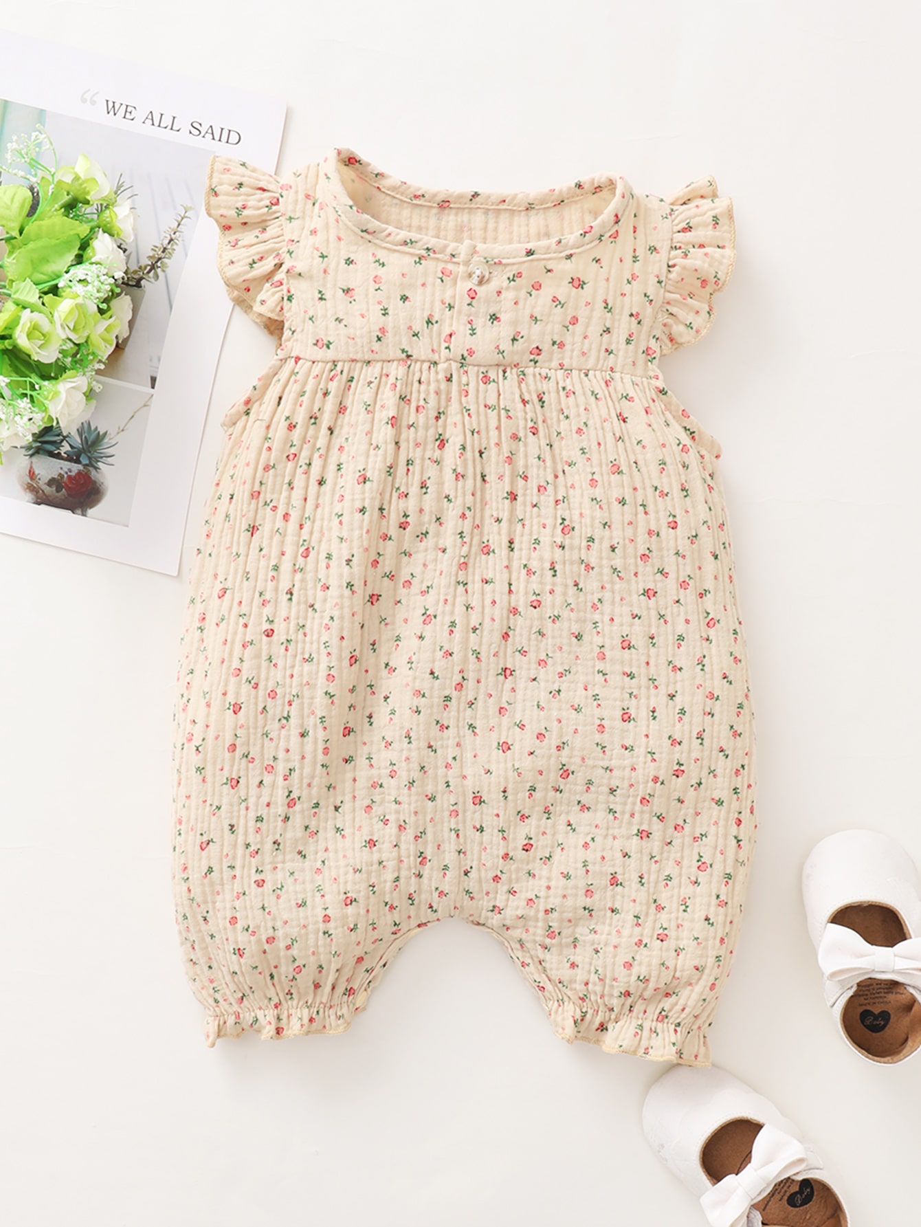 Baby Ditsy Floral Frill Trim Frill Hem Romper
