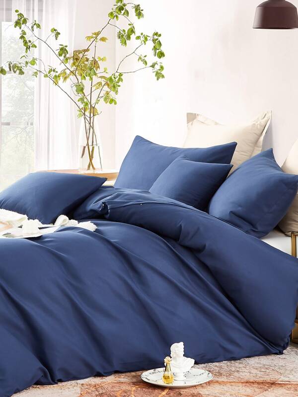 Solid Color Duvet Cover Set Without Filler | SHEIN USA