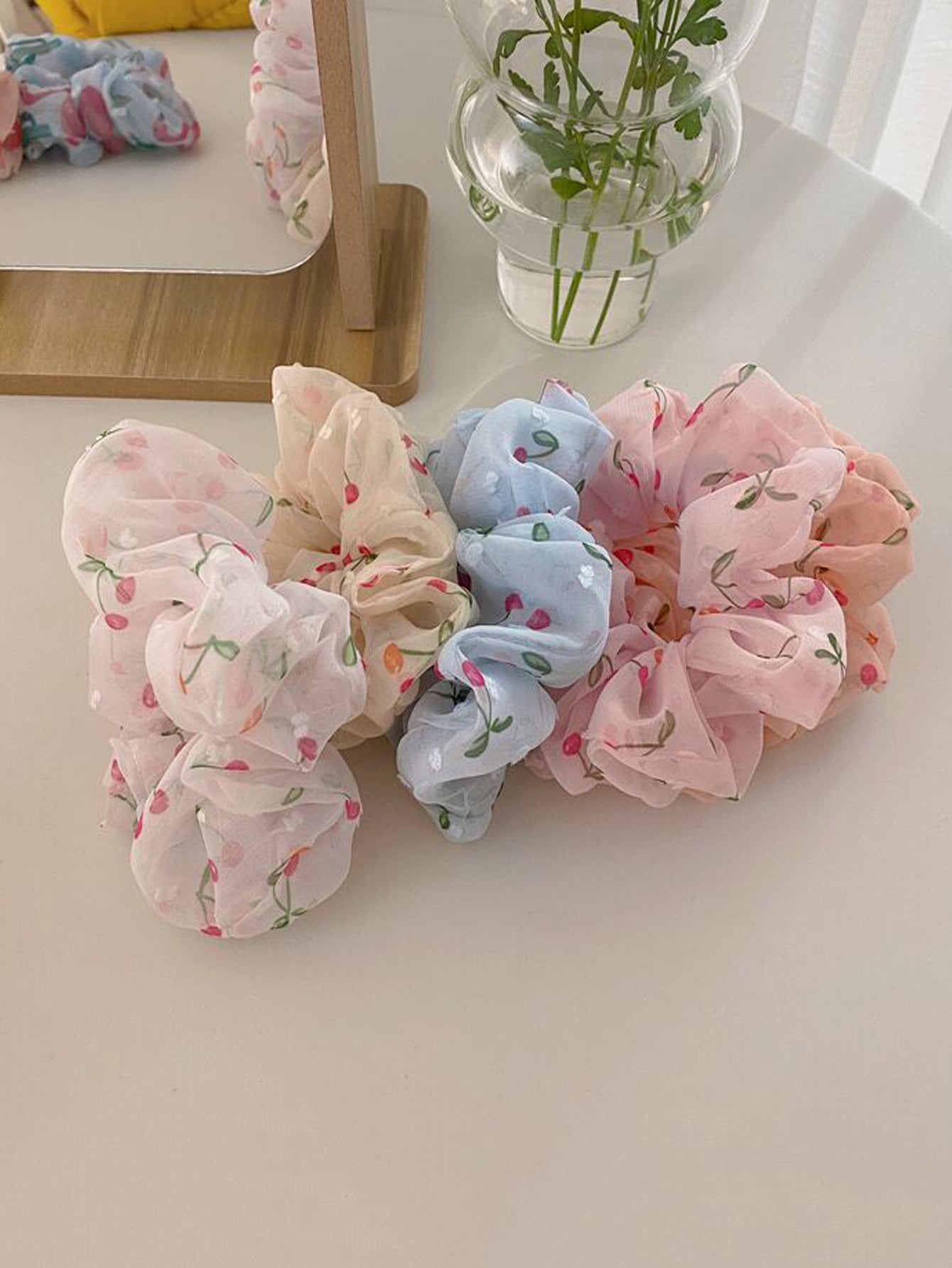 5pcs Cherry Print Scrunchie