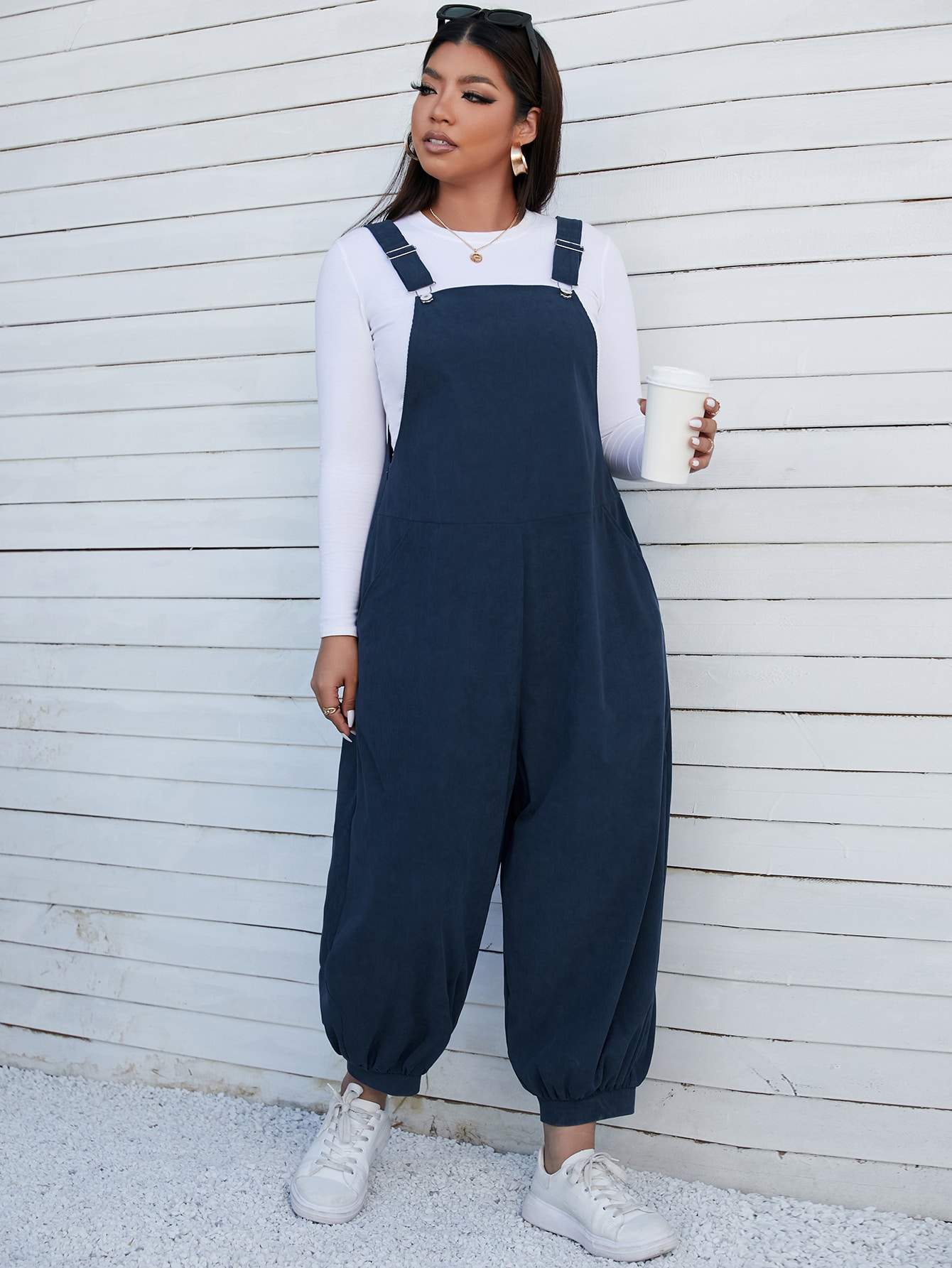 SHEIN EZwear Plus Slant Pocket Overalls Without Tee | SHEIN UK