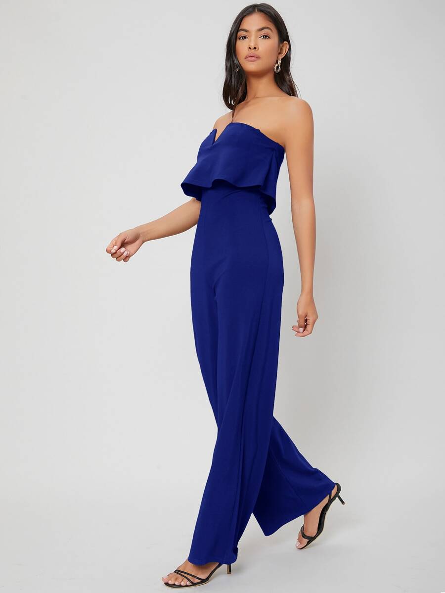 MOTF PREMIUM VISCOSE V-BAR JUMPSUIT | SHEIN UK