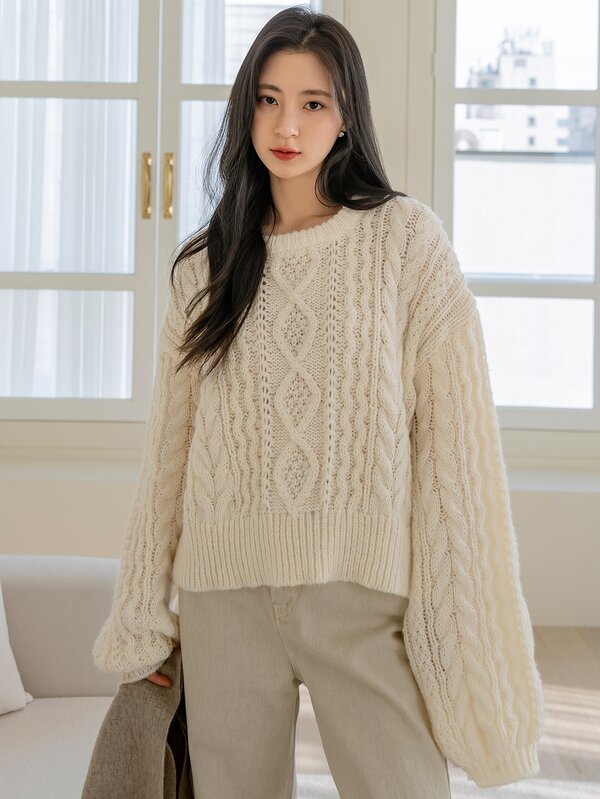 Dazy-Less Cable Knit Drop Shoulder Sweater | SHEIN USA