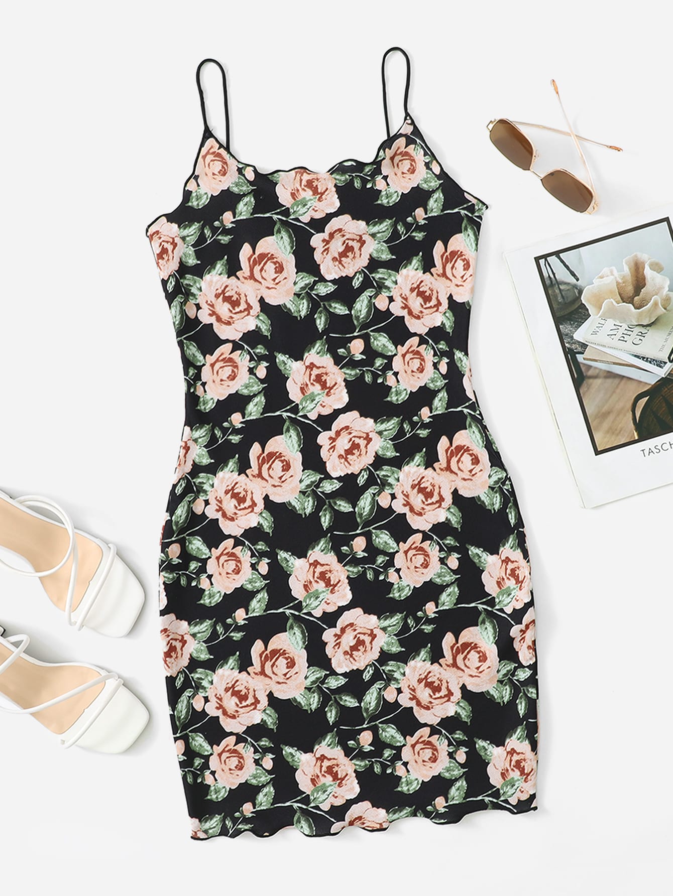 Shein Privé Floral Lettuce Trim Bodycon Dress Shein Eur