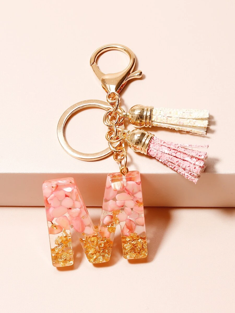 Letter & Tassel Charm Keychain | SHEIN USA