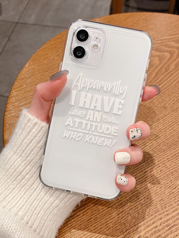 Slogan Graphic Clear Phone Case | SHEIN UK
