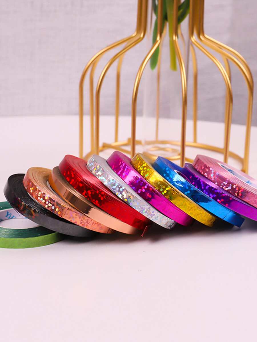 9pcs Mixed Color Laser Ribbon | SHEIN USA