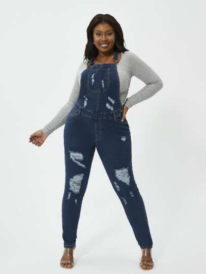 Plus Size Denim Overalls | Fashion Plus Size Denim Overalls | SHEIN USA