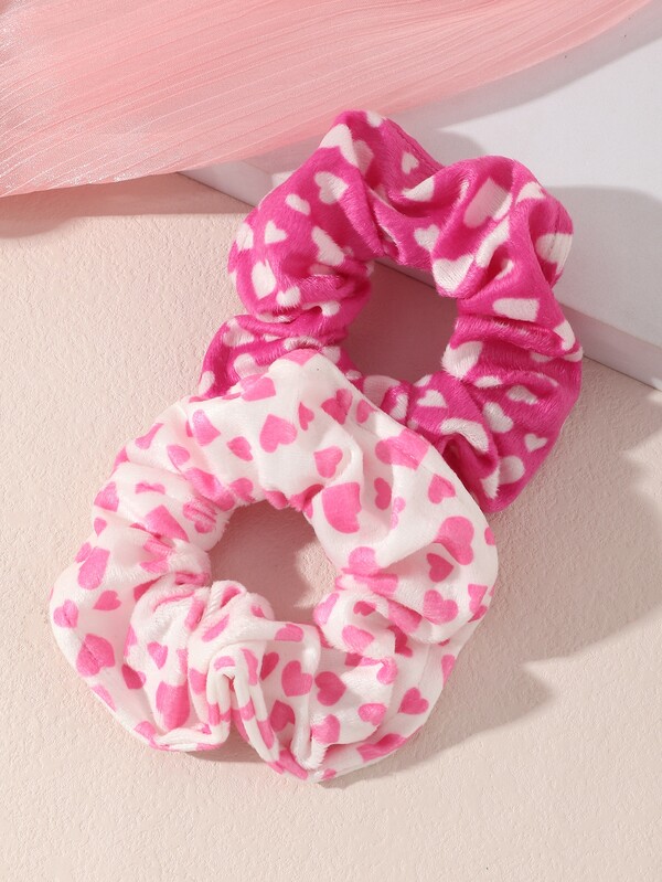 2pcs Heart Print Scrunchie | SHEIN USA