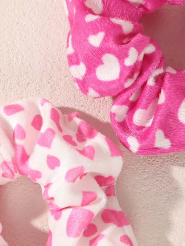 2pcs Heart Print Scrunchie | SHEIN USA
