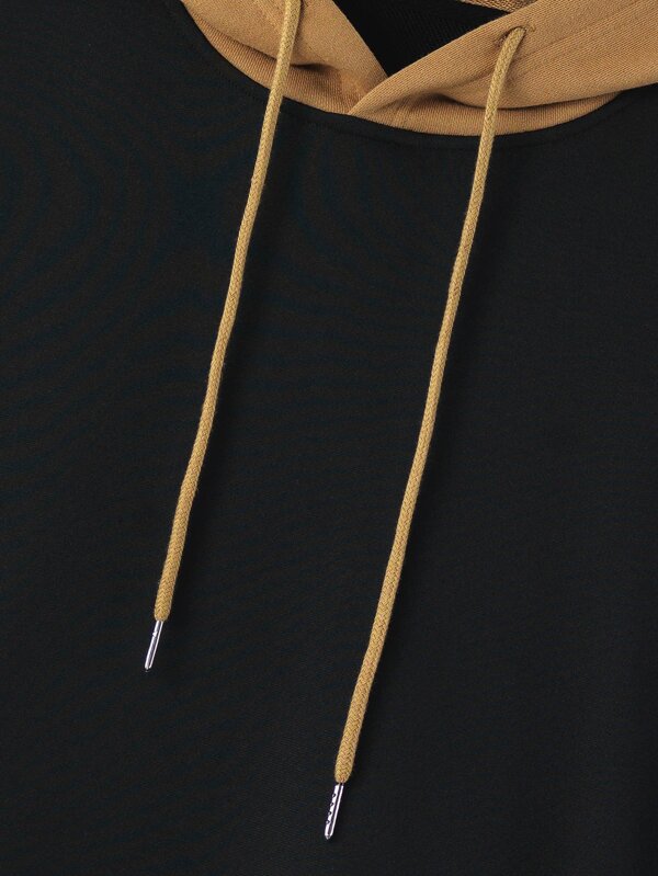 Manfinity Hypemode Hombres Capucha con estampado de slogan de color combinado con bolsillo de ...