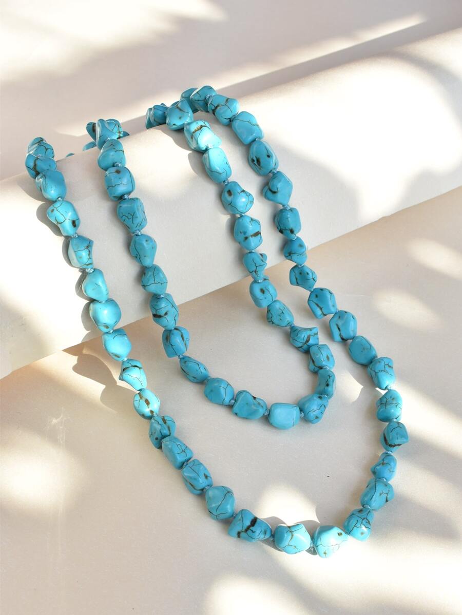 Turquoise Beaded Necklace | SHEIN USA