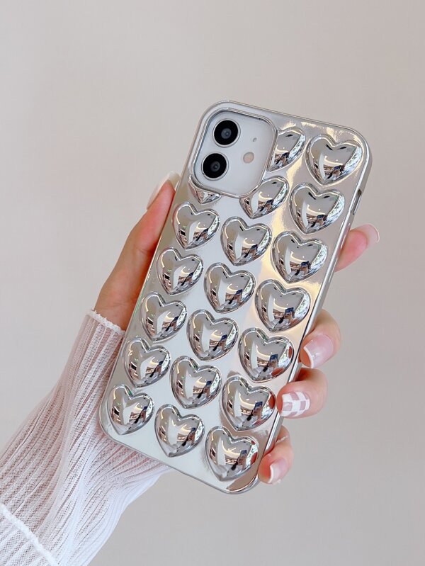 Funda metálica con forma de corazón compatible con Apple iPhone 15/15Plus/15Pro/15Promax | Moda ...