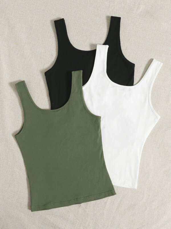 Shein Ezwear 3pcs Solid Tank Top Shein