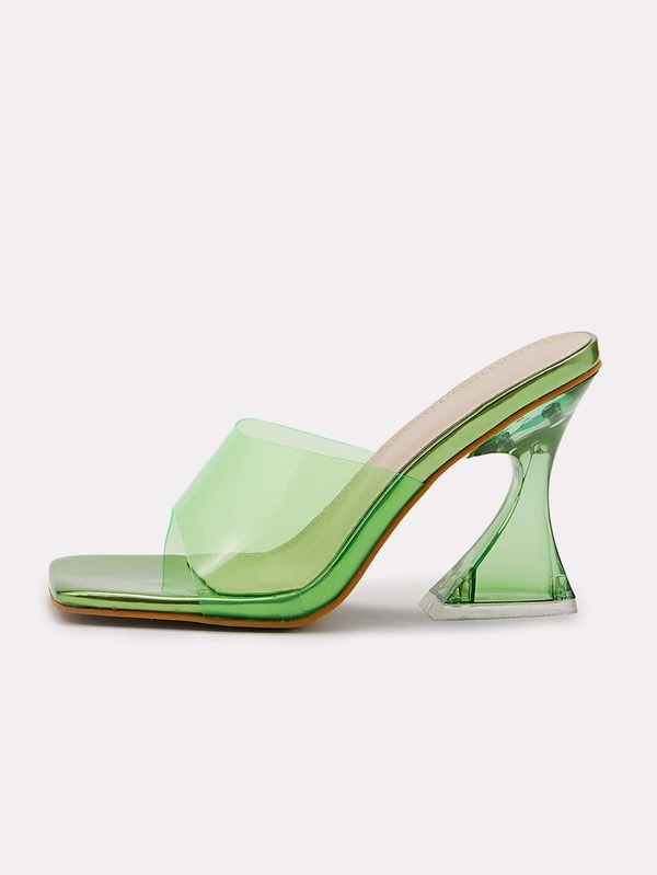 Clear Strap Sculptural Heeled Mule Sandals | SHEIN USA