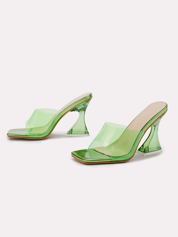 Clear Strap Sculptural Heeled Mule Sandals | SHEIN USA