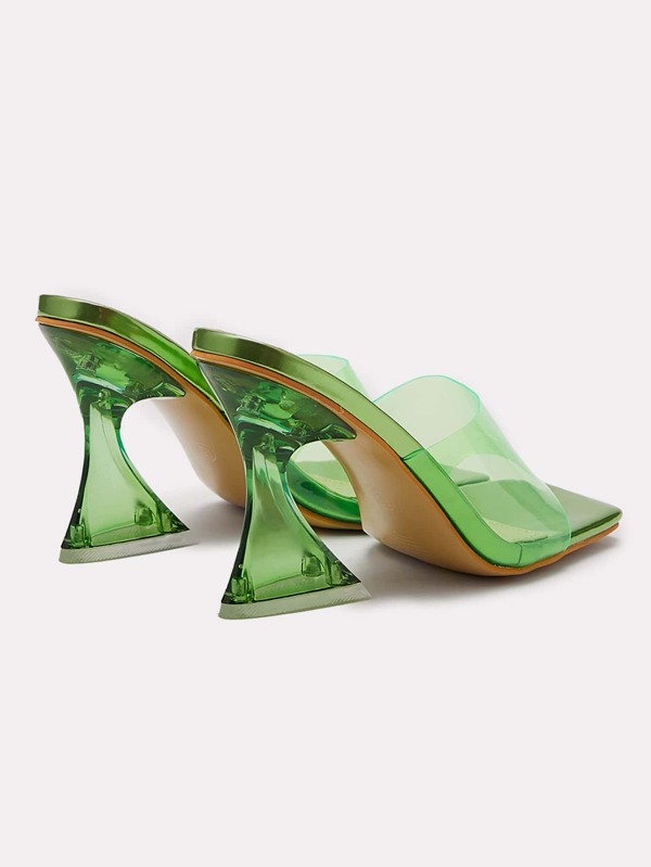 Clear Strap Sculptural Heeled Mule Sandals | SHEIN USA