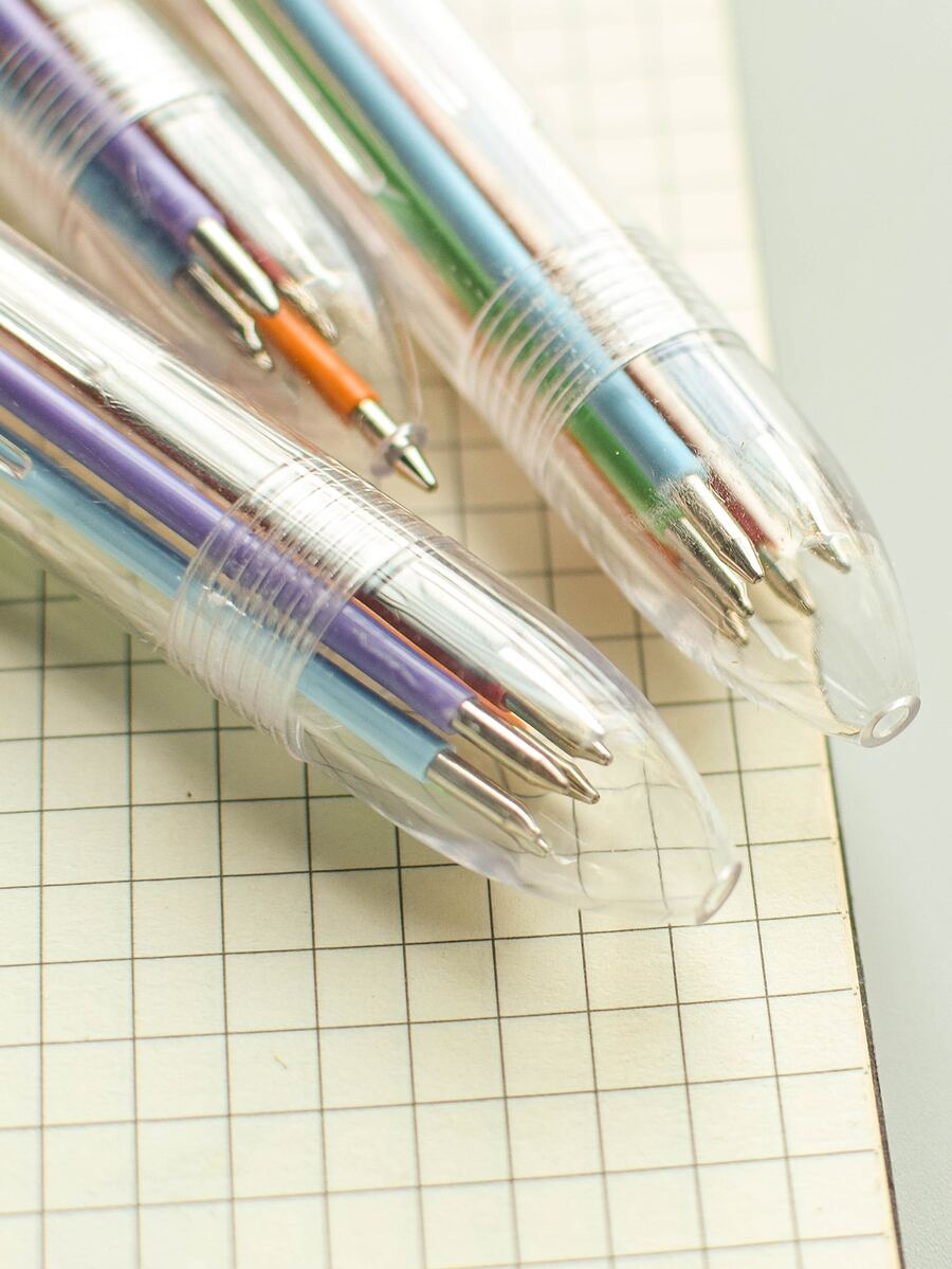 6-in-1 Multi-color Transparent Design Retractable Ballpoint Pen For ...