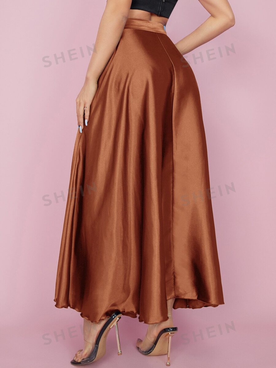 SHEIN PETITE High Waist Solid Flared Skirt | SHEIN UK