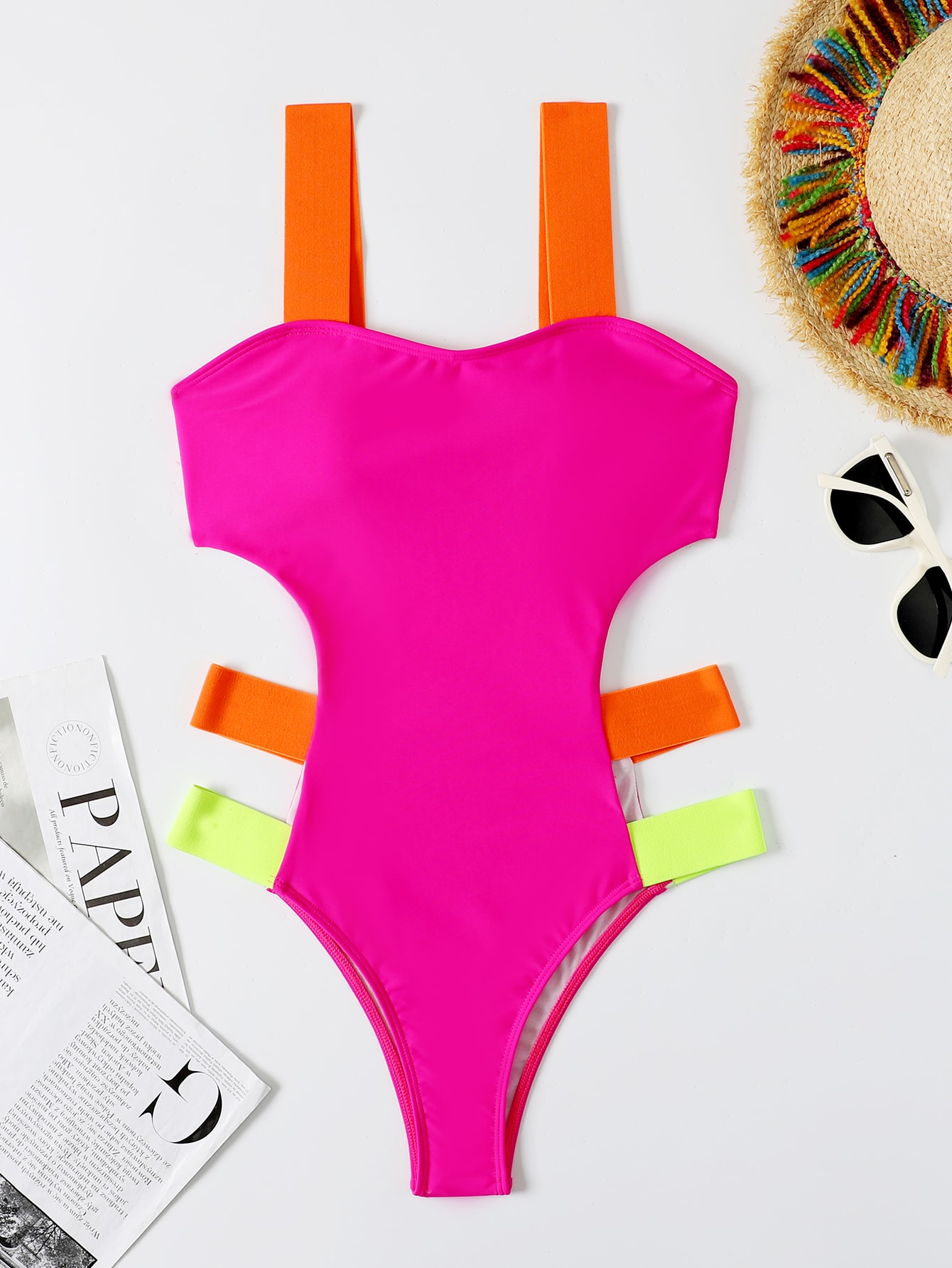 Color Block Cut Out One Piece Swimsuit | SHEIN USA