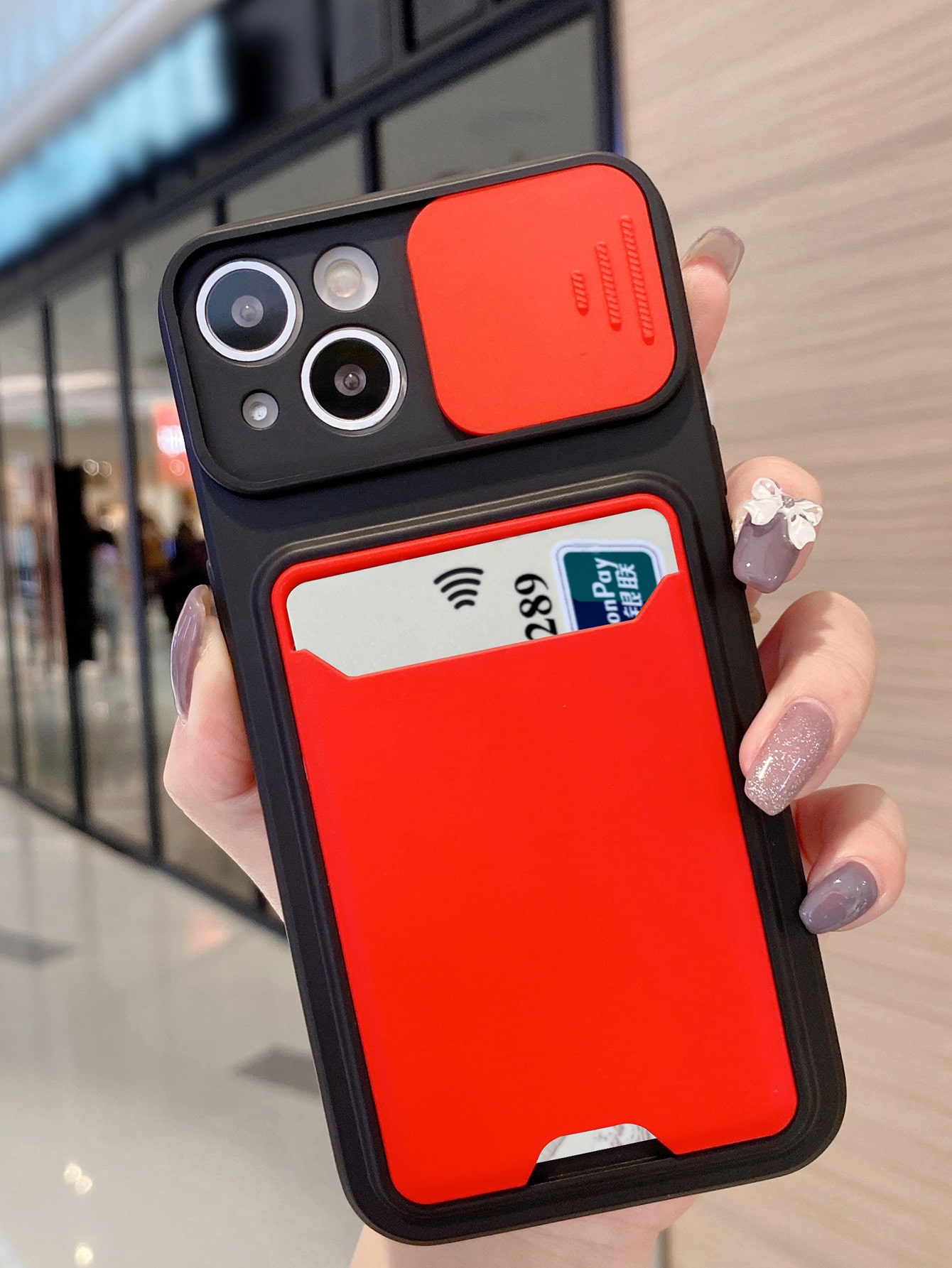 Slide Camera Cover Phone Case With Card Slot