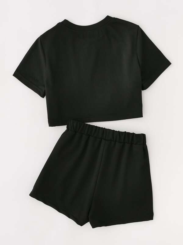 SHEIN Kids EVRYDAY Girls Letter Graphic Tee & Shorts | SHEIN USA