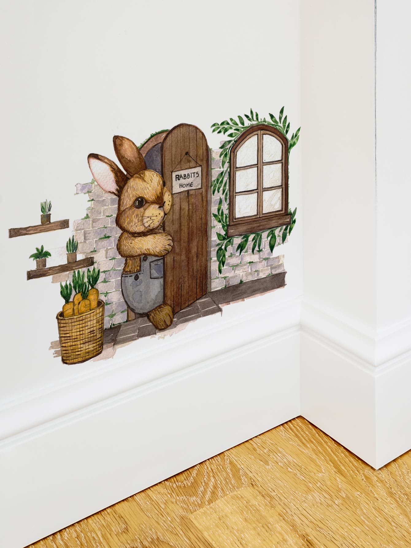 Rabbit Print Wall Sticker,3D Cute Wall Art Decal For Home Decor | SHEIN UK